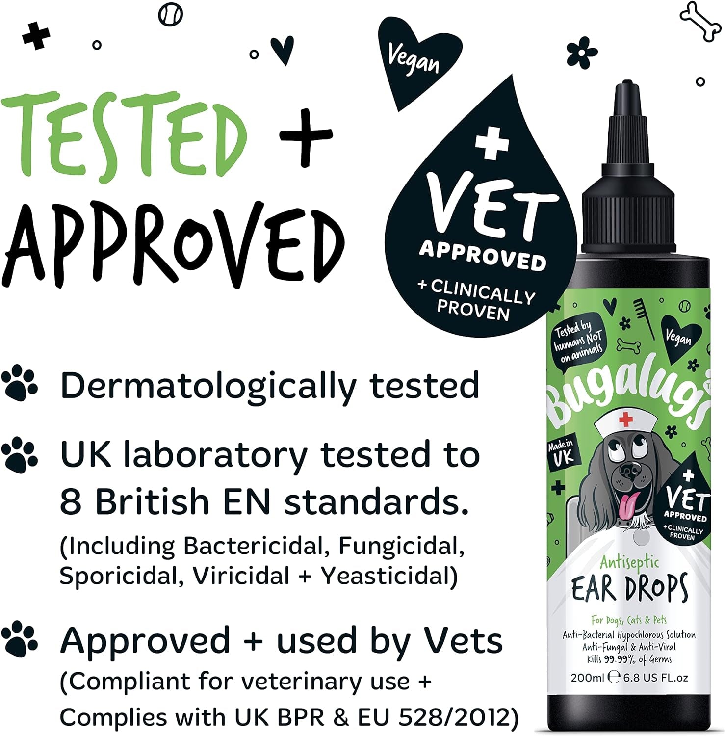 Bugalugs Antiseptic Ear Drops: 200ml – HappyDogCentral